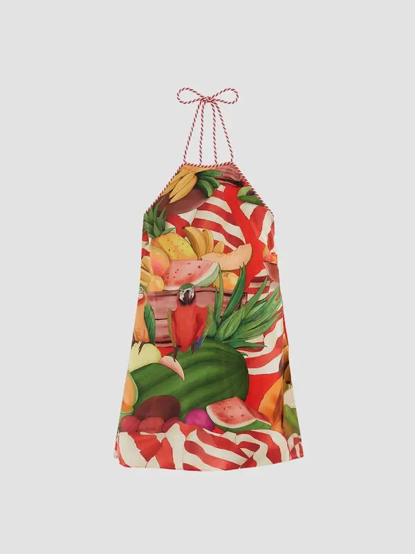 Farm Rio Parrot Print Halter Mini Dress - Red
