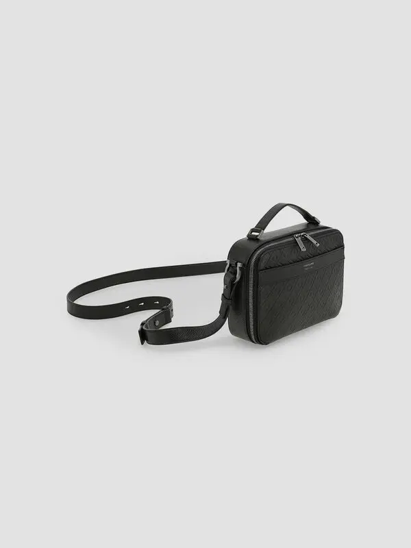FERRAGAMO Embossed Leather Shoulder Bag - Nero
