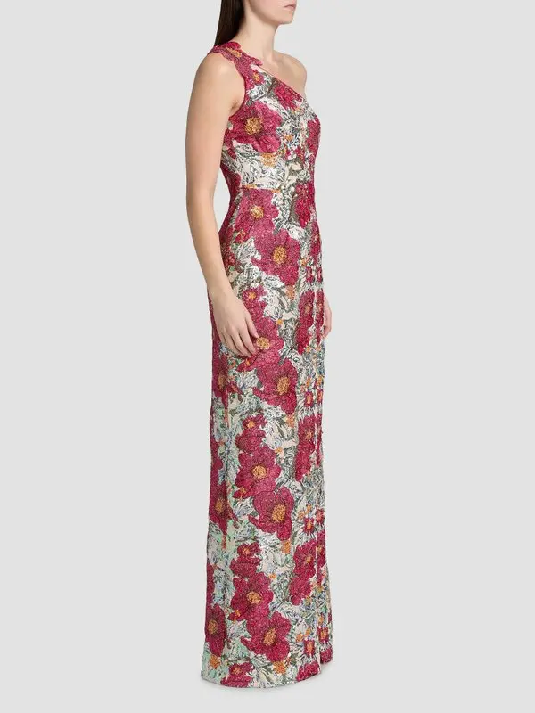 Rene Ruiz Collection One-shoulder Sequin-embellished Column Gown