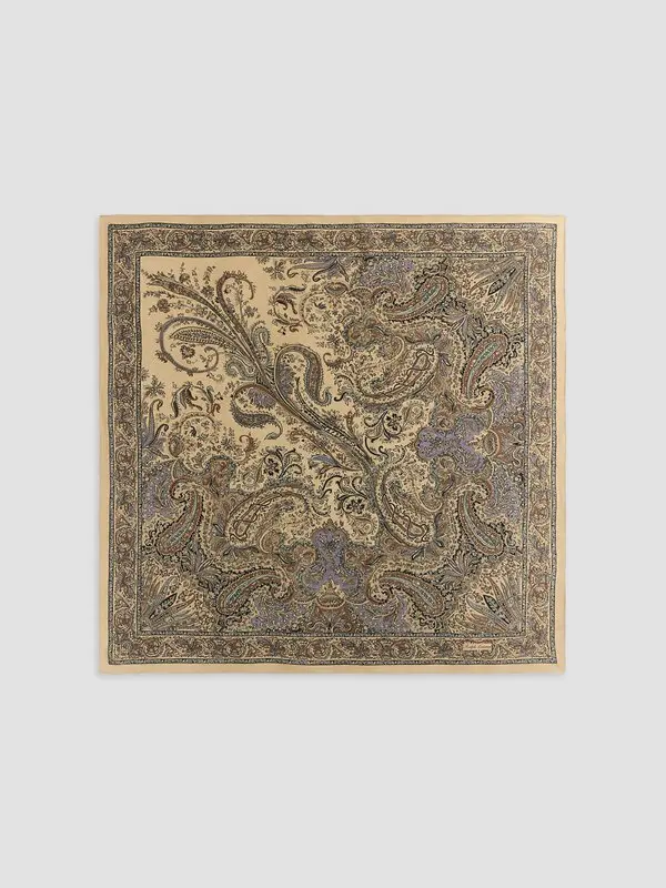 Ralph Lauren Paisley Silk Scarf - Tan Multi