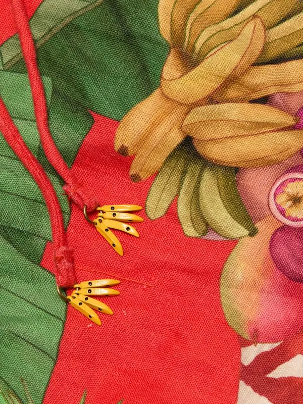 Farm Rio Fruit Trolley Banana Tassels Mini Dress