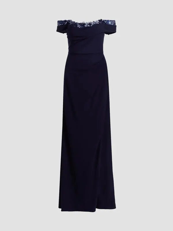 Rene Ruiz Collection Off-the-shoulder Crepe Gown