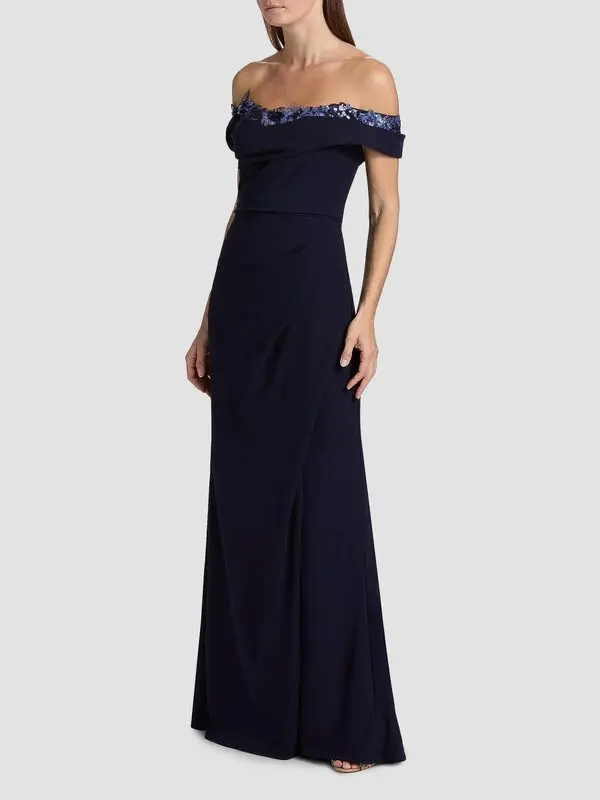 Rene Ruiz Collection Off-the-shoulder Crepe Gown