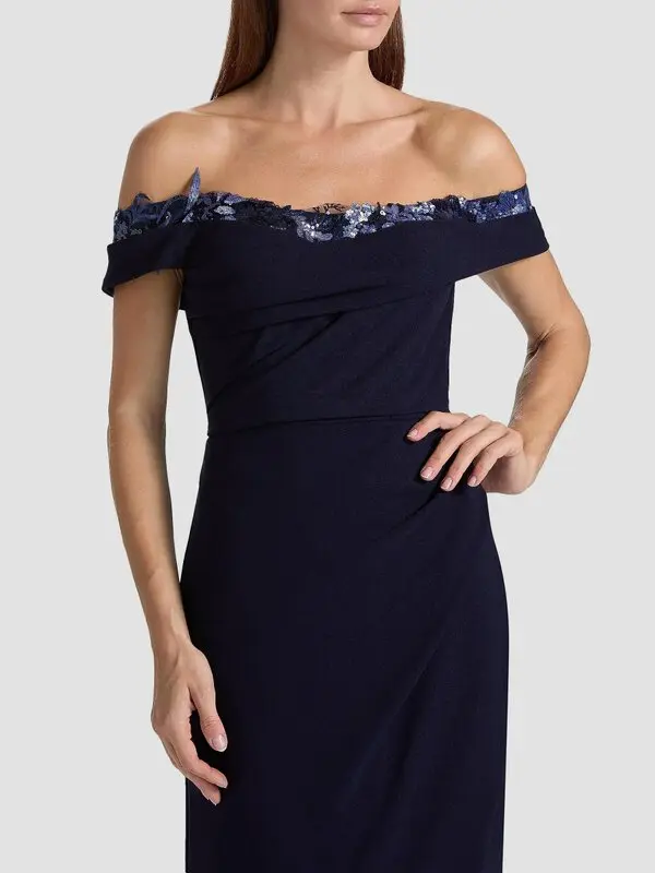 Rene Ruiz Collection Off-the-shoulder Crepe Gown