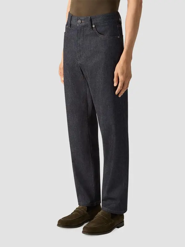 Zegna Stretch Cotton And Cashmere Roccia Jeans - Blue
