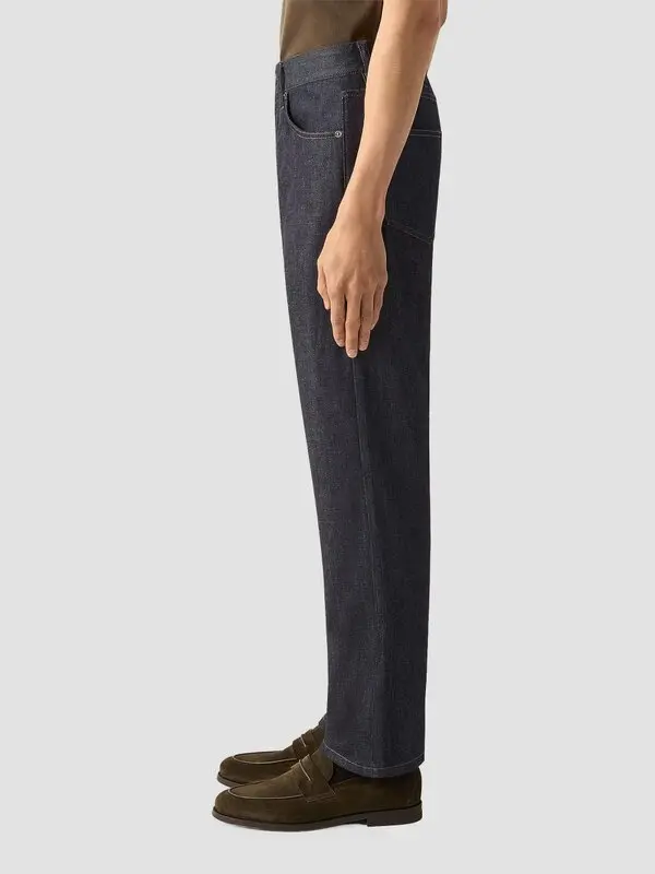 Zegna Stretch Cotton And Cashmere Roccia Jeans - Blue