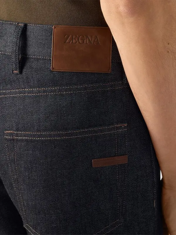 Zegna Stretch Cotton And Cashmere Roccia Jeans - Blue