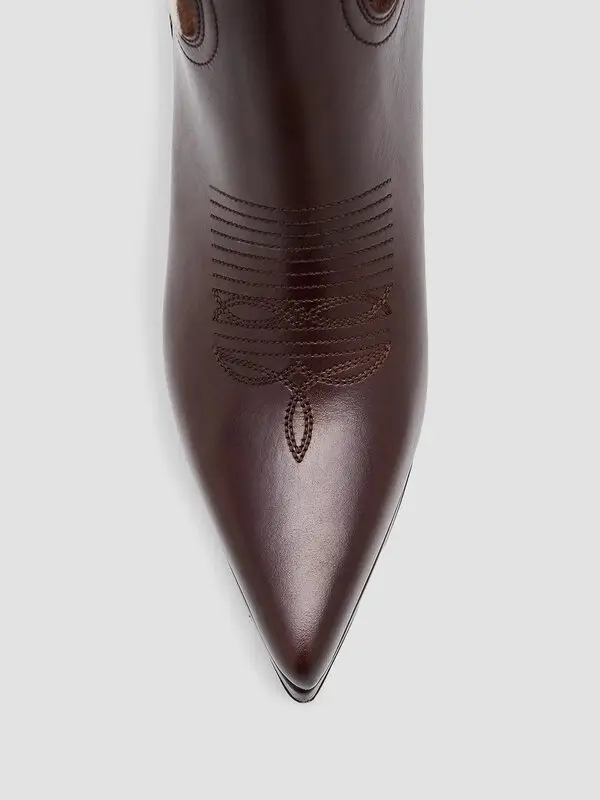 Partlow Izzie 110mm Calf Hair Leather Cowboy Boots - Marrone