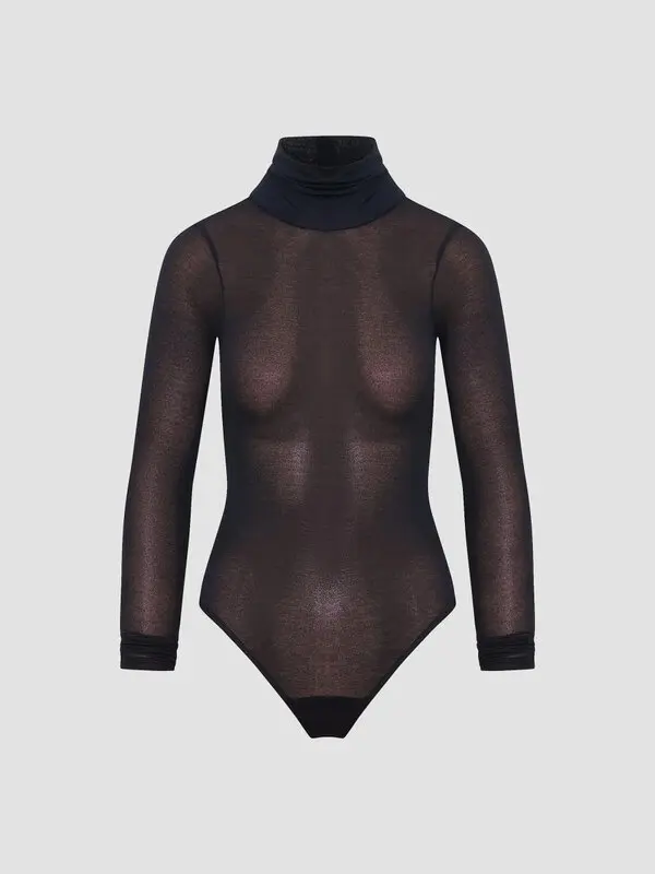 ARTEMIS DICIERO Marina Long-sleeve Sheer Bodysuit - Black