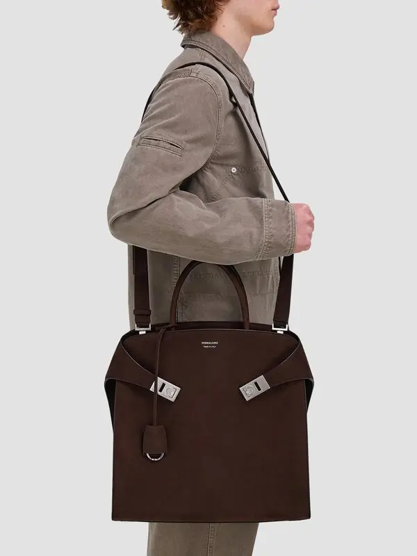 FERRAGAMO Hug Suede Tote Bag