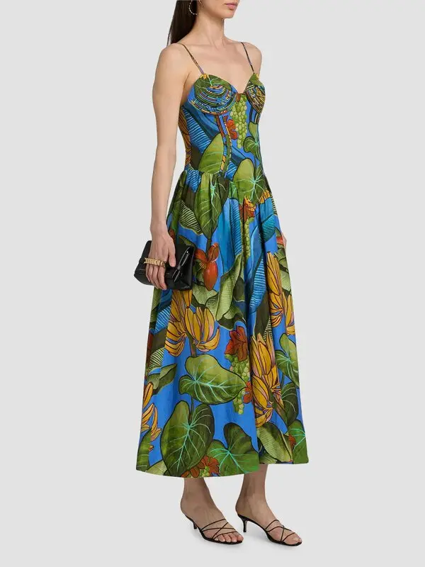 Farm Rio Printed Linen-blend Maxi Dress