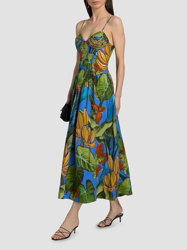 Farm Rio Printed Linen-blend Maxi Dress