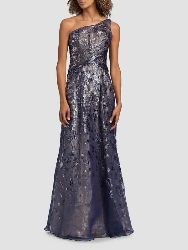 Rene Ruiz Collection One-shoulder Fil Coupe Gown