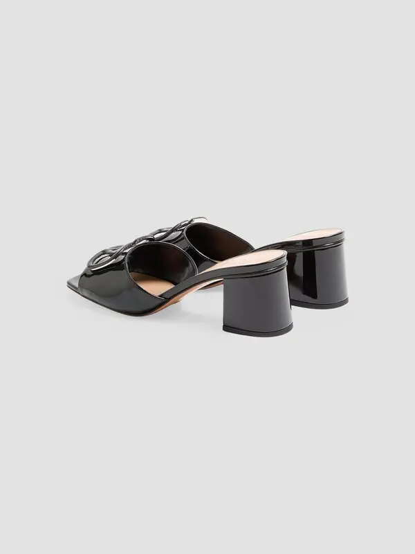 Valentino Garavani Vlogo Signature 60mm Patent Leather Slide Sandals - Black