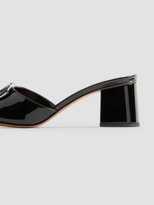 Valentino Garavani Vlogo Signature 60mm Patent Leather Slide Sandals - Black
