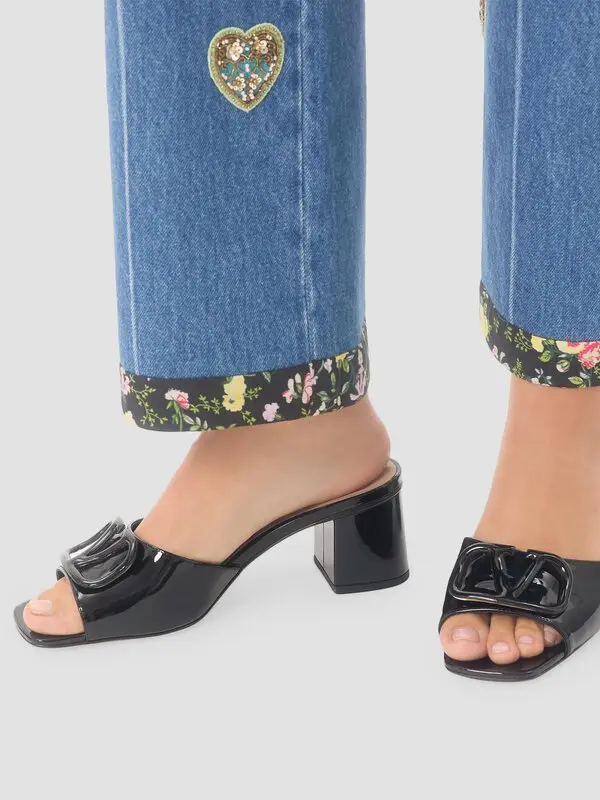 Valentino Garavani Vlogo Signature 60mm Patent Leather Slide Sandals - Black