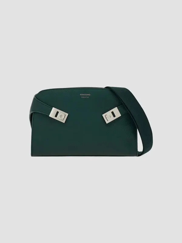 FERRAGAMO Hug Hammered Leather Crossbody Bag