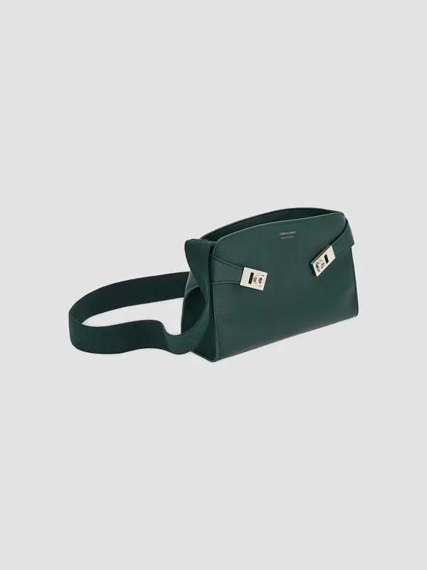 FERRAGAMO Hug Hammered Leather Crossbody Bag