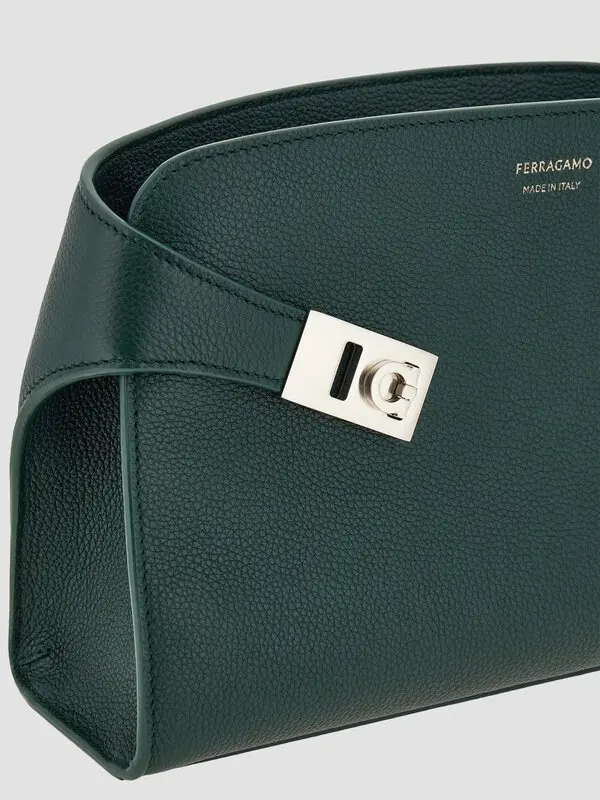 FERRAGAMO Hug Hammered Leather Crossbody Bag