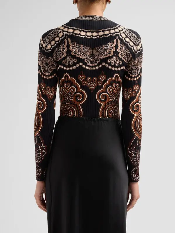 Farm Rio Nicole Paisley Ribbed-jersey Bodysuit