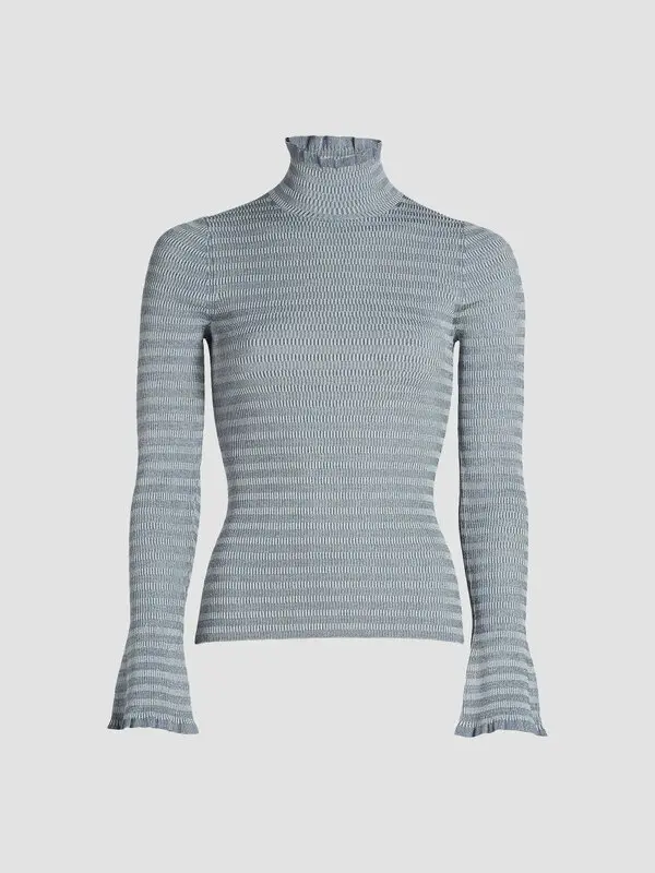 Proenza Schouler White Label Phyllis Striped Geometric-knit Turtleneck Sweater - Slate