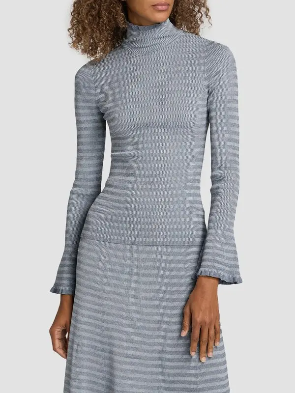 Proenza Schouler White Label Phyllis Striped Geometric-knit Turtleneck Sweater