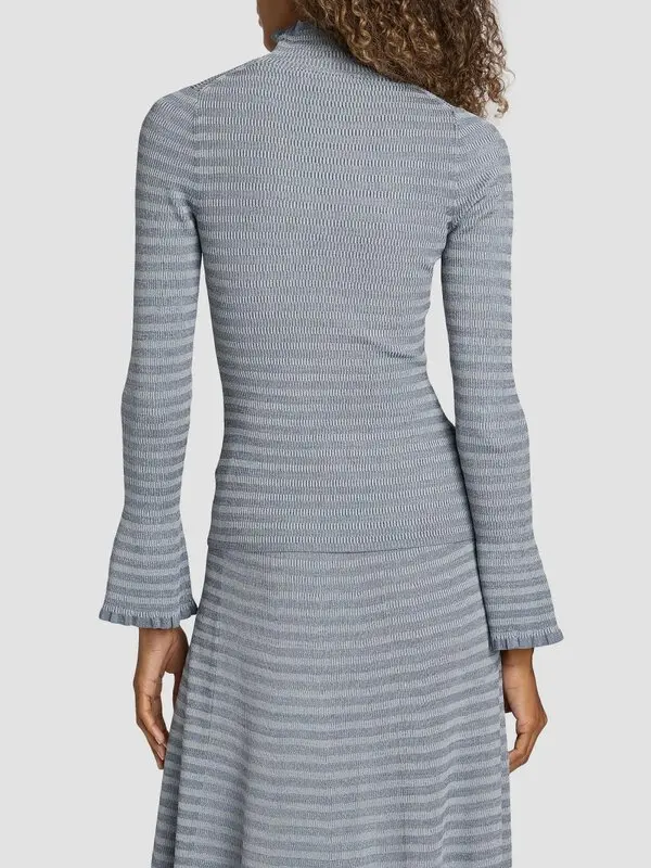 Proenza Schouler White Label Phyllis Striped Geometric-knit Turtleneck Sweater