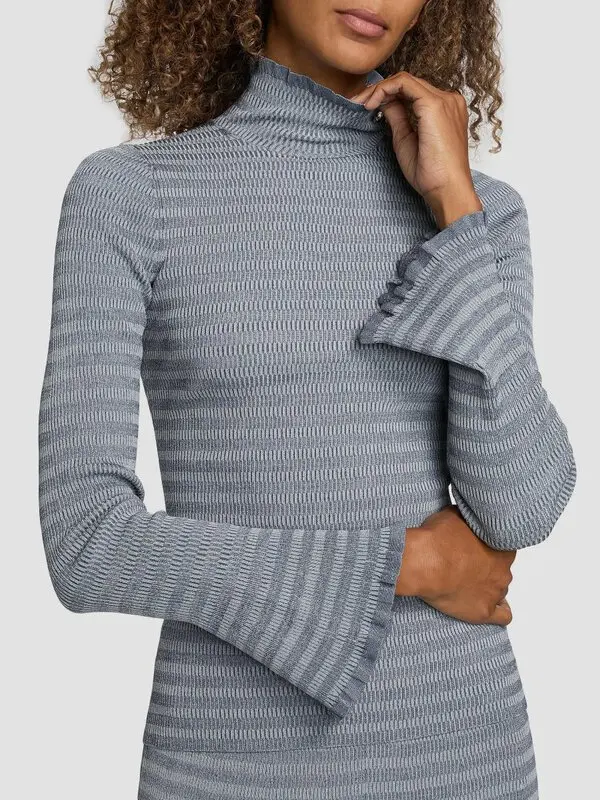 Proenza Schouler White Label Phyllis Striped Geometric-knit Turtleneck Sweater