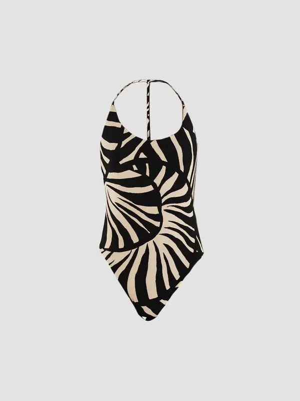 Farm Rio Zebra Print One-piece Swimsuit - Black