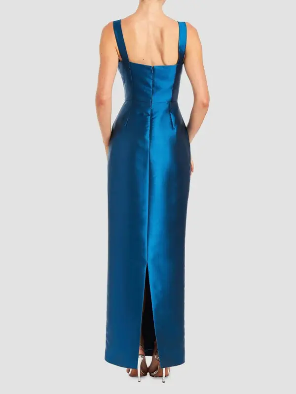 Mestiza New York Eve Embellished Satin Caplet Column Gown