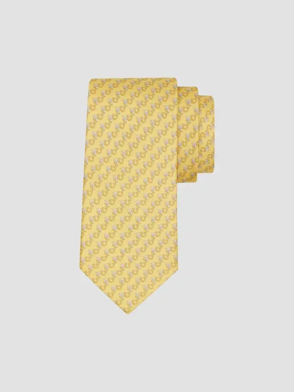 FERRAGAMO Owl Gancio Silk Tie - Giallo