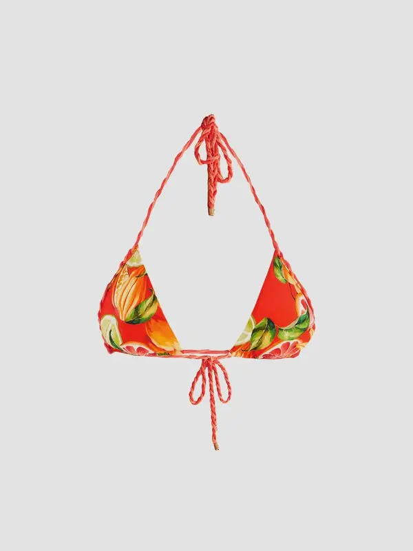 Farm Rio Fruit Print Triangle Bikini Top - Red