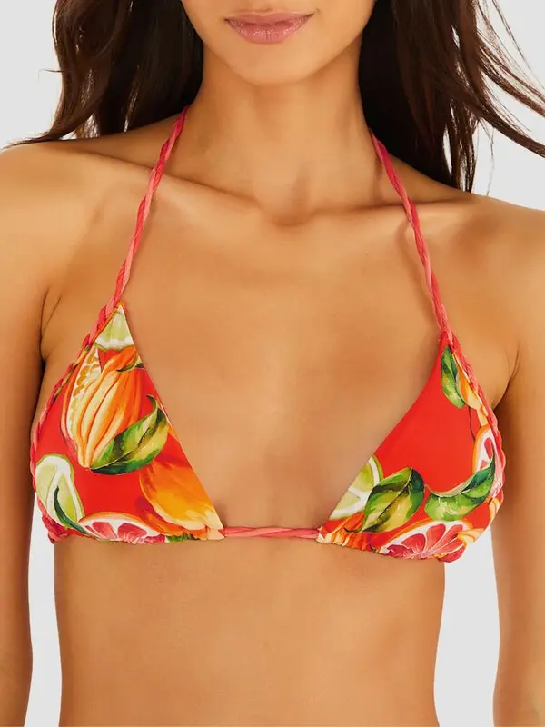 Farm Rio Fruit Print Triangle Bikini Top