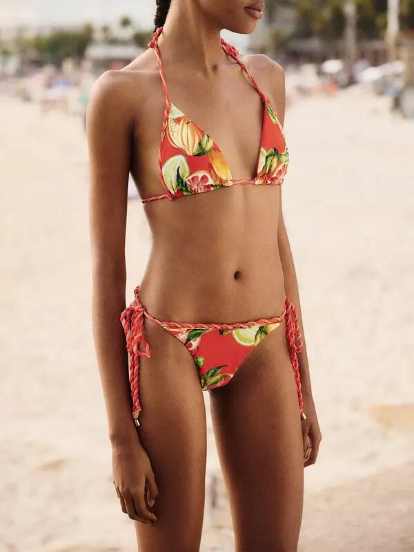 Farm Rio Fruit Print Triangle Bikini Top