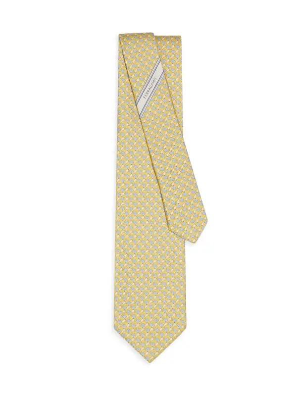 FERRAGAMO Alda Animal-print Silk Tie - Giallo