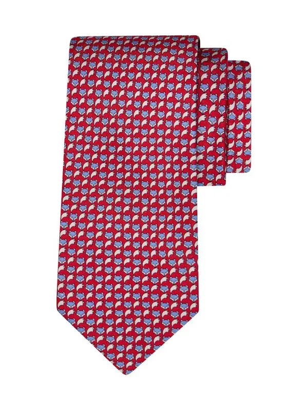 FERRAGAMO Alda Animal-print Silk Tie - Rosso