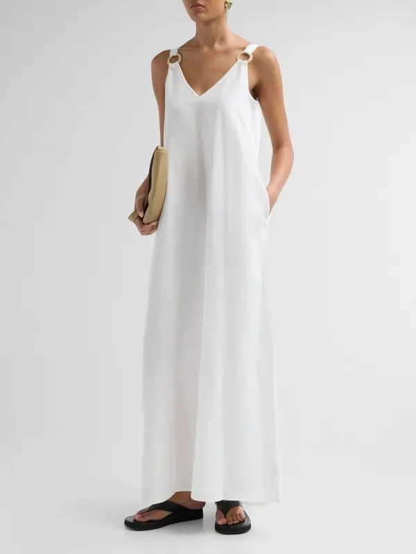 L'Agence Didi O-ring Strap Maxi Dress - White