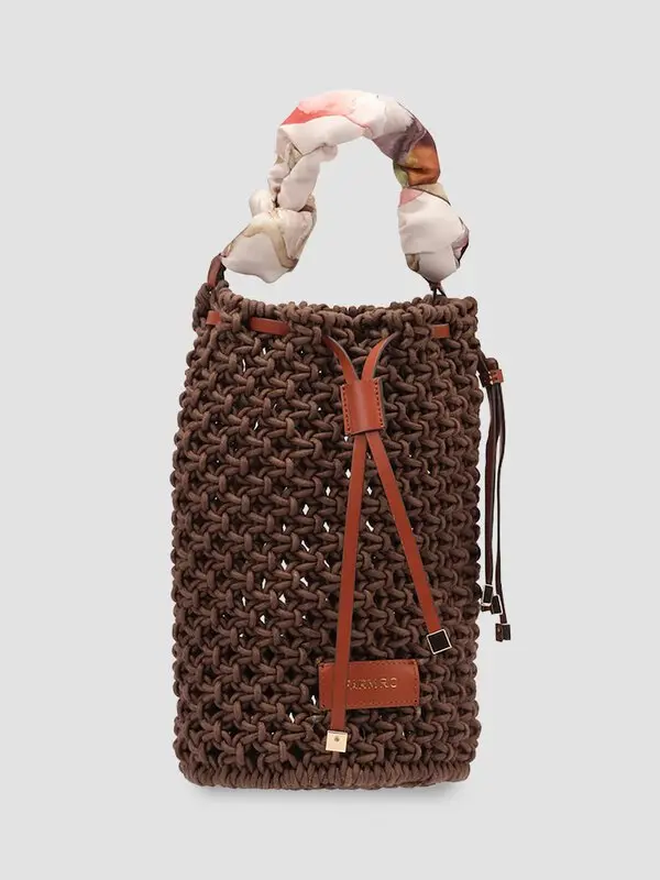 Farm Rio Macramé Bucket Bag - Walnut
