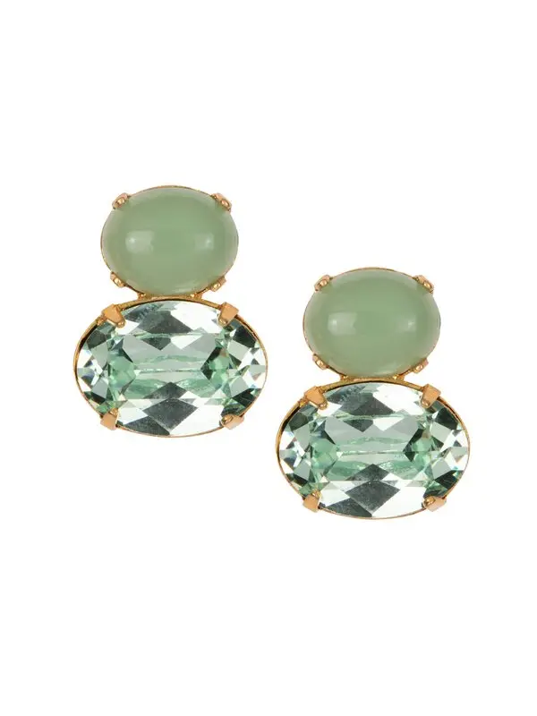 JENNIFER BEHR Yvette 18k-gold-plated, Gemstone & Glass Crystal Double Drop Earrings - Chalcedony