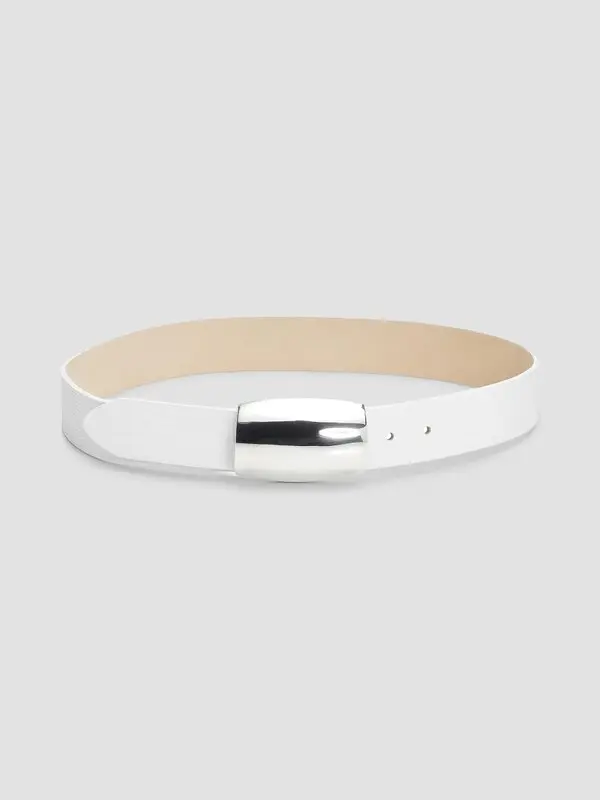 L'Agence Milou Domed Lizard Embossed Leather Belt