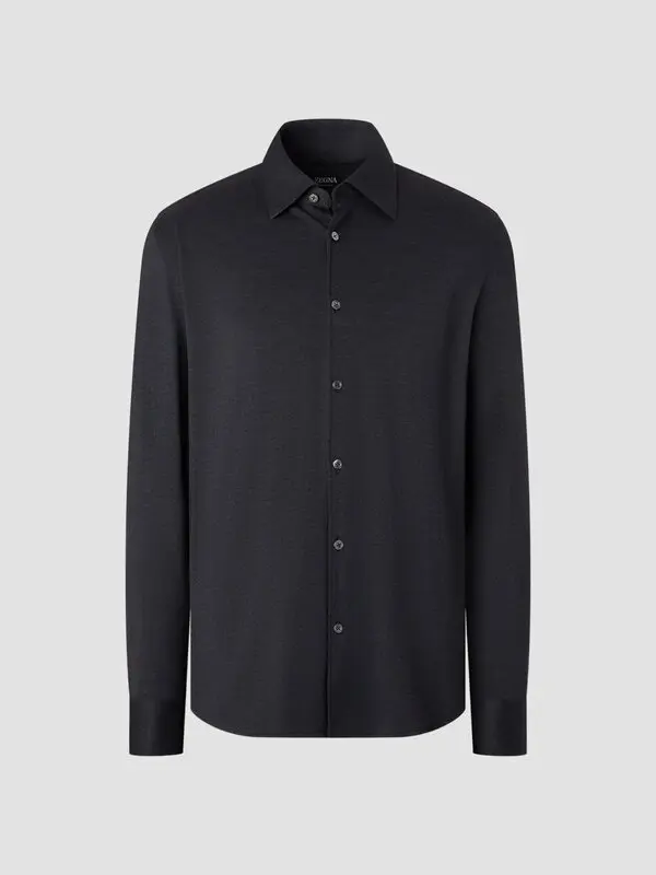 Zegna Cashmere And Silk Shirt - Navy Blue