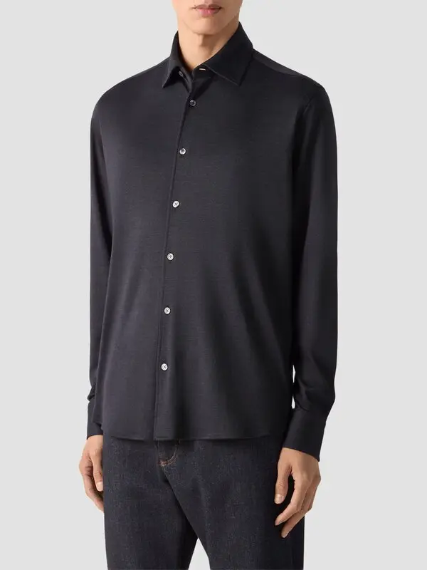 Zegna Cashmere And Silk Shirt - Navy Blue