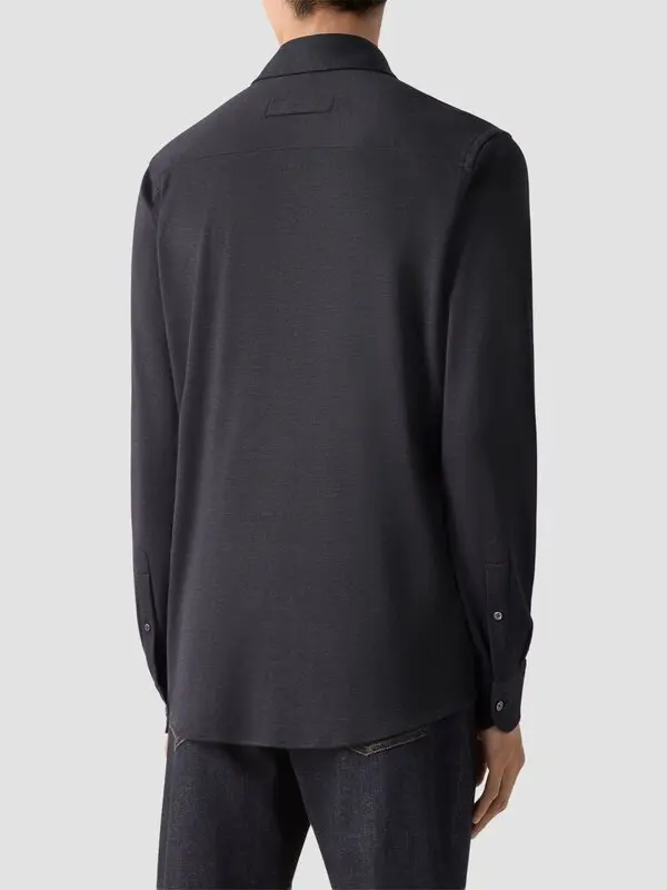 Zegna Cashmere And Silk Shirt - Navy Blue