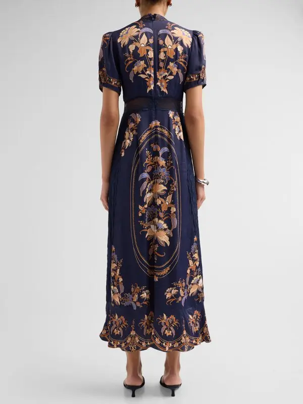 Farm Rio Lara Floral V-neck Midi Dress