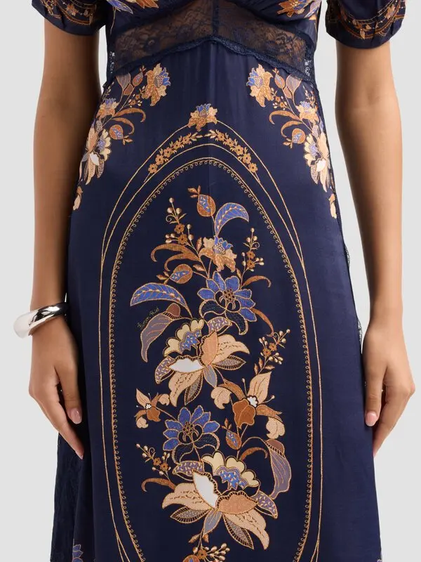 Farm Rio Lara Floral V-neck Midi Dress