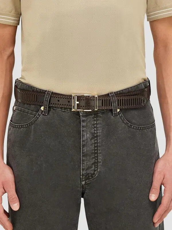 FERRAGAMO Adjustable Braided Leather Belt