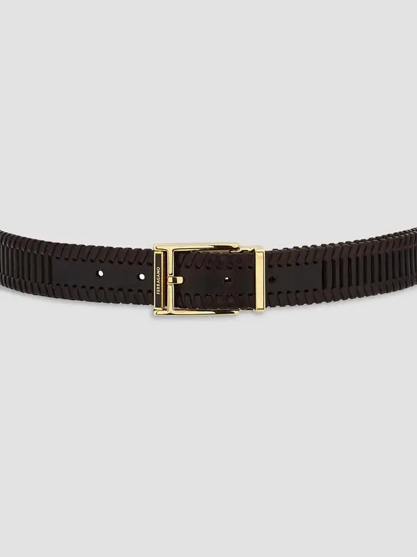 FERRAGAMO Adjustable Braided Leather Belt