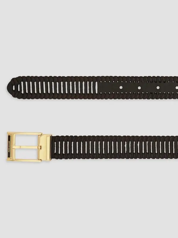 FERRAGAMO Adjustable Braided Leather Belt