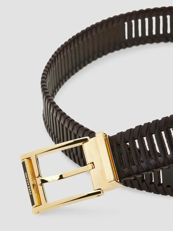 FERRAGAMO Adjustable Braided Leather Belt