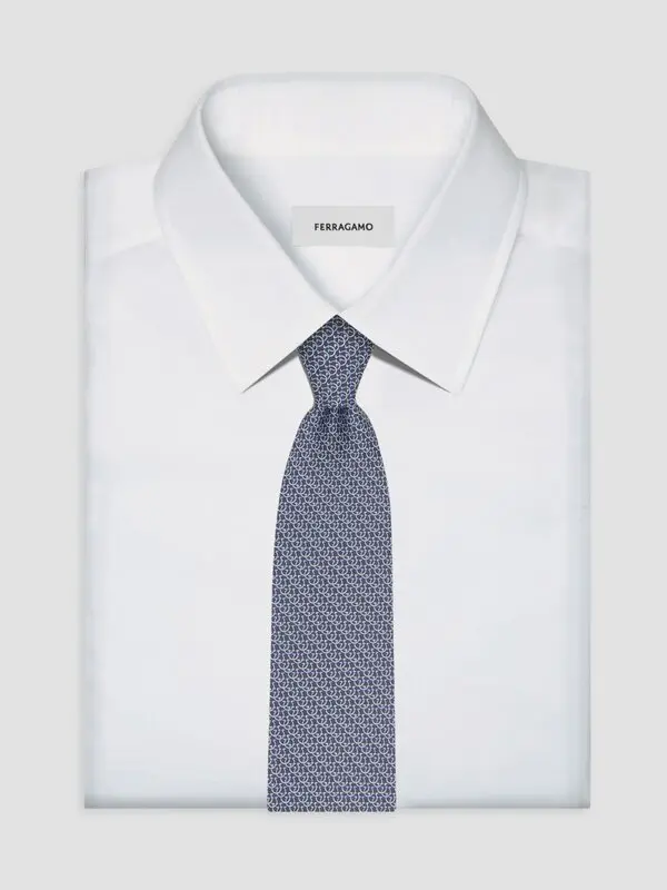 FERRAGAMO Cerchio Silk Tie - Grigio